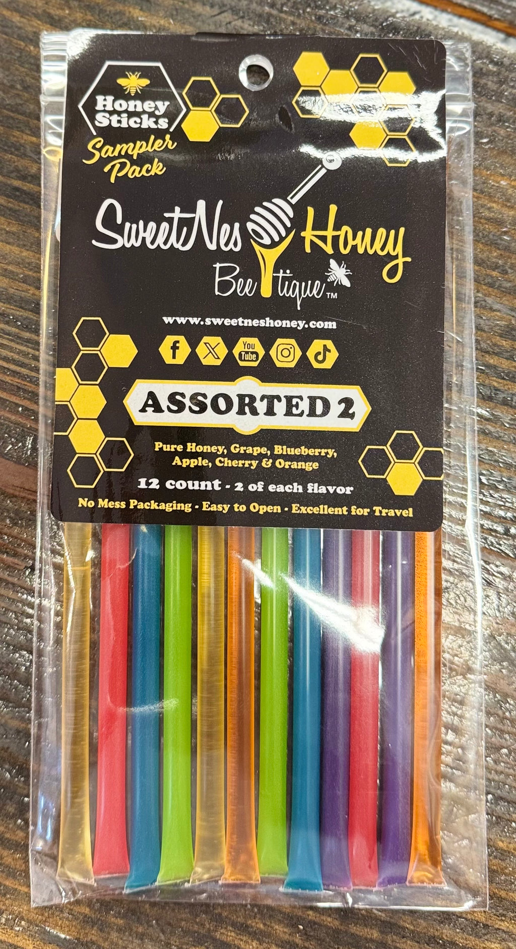 SweetNes Honey 12PK HONEY STICKS ASSORTED 2 – SweetNes Honey Apiaries ...