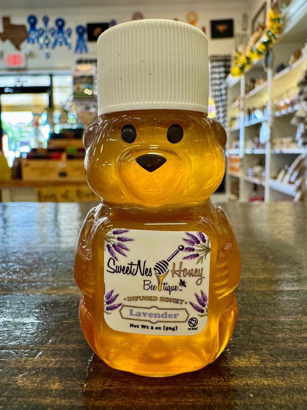 2oz Lavender Infused Honey Bear – SweetNes Honey Apiaries & Beetique