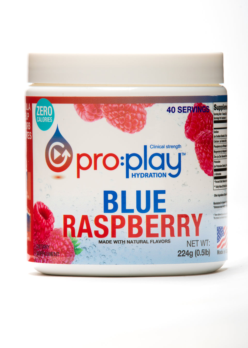Pro:Play with Magnesium + Zero Sugar BLUE RASPBERRY (Tub 40servings ...
