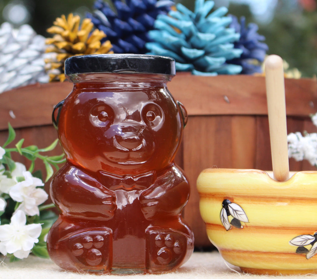12oz Glass Raw Honey Bear – SweetNes Honey Apiaries & Beetique
